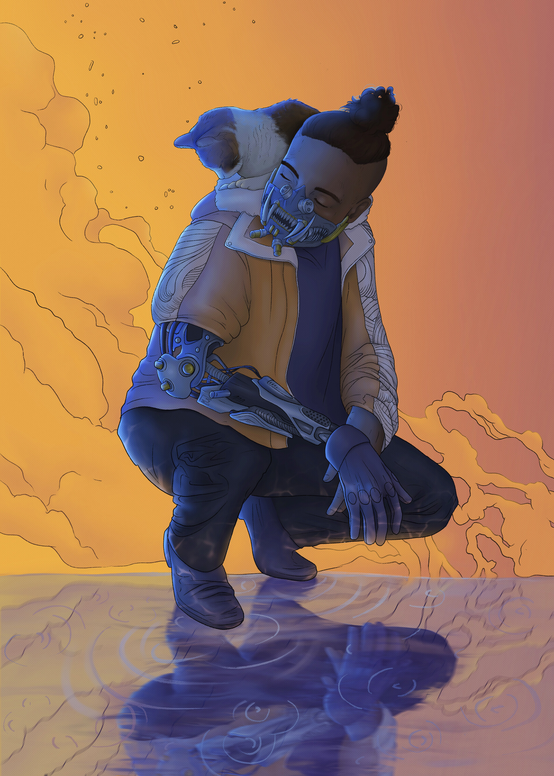 ArtStation - Cyberpunk Street Guy with Cat