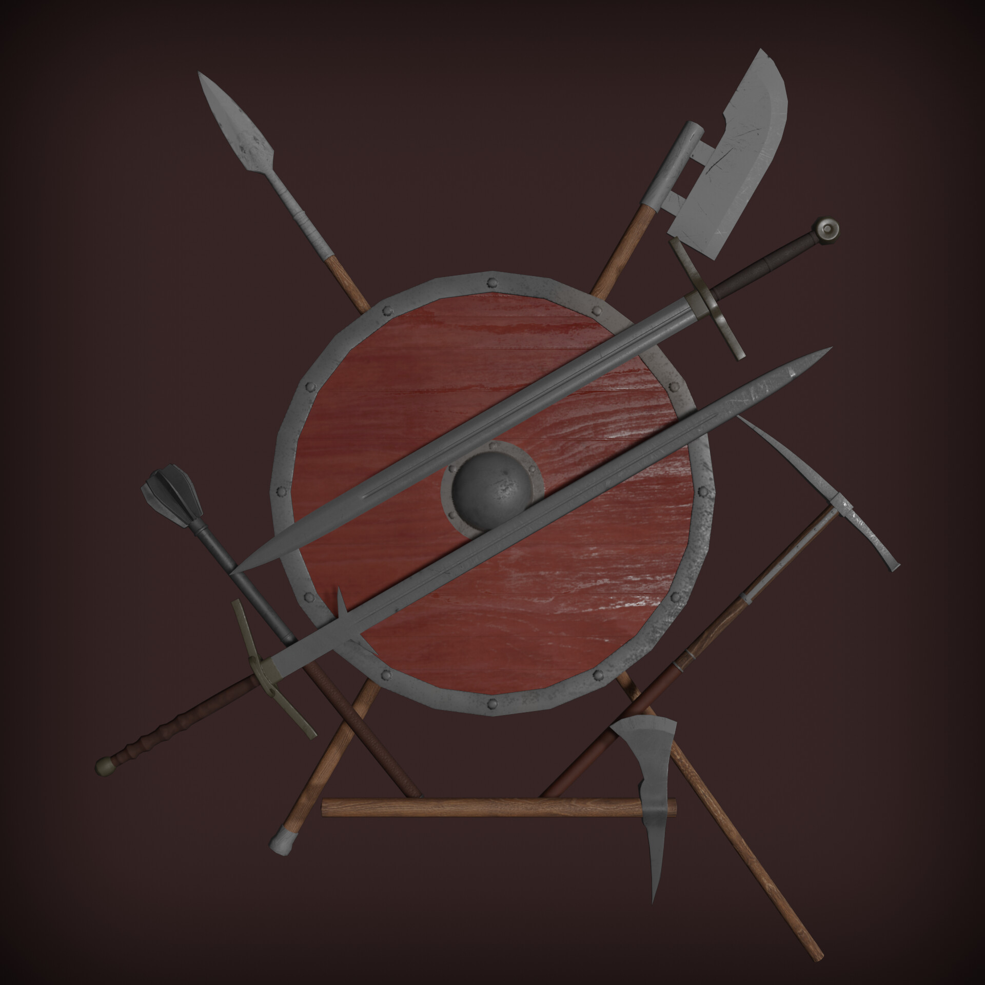 ArtStation - a set of medieval weapons PBR low-poly game ready Low-poly ...