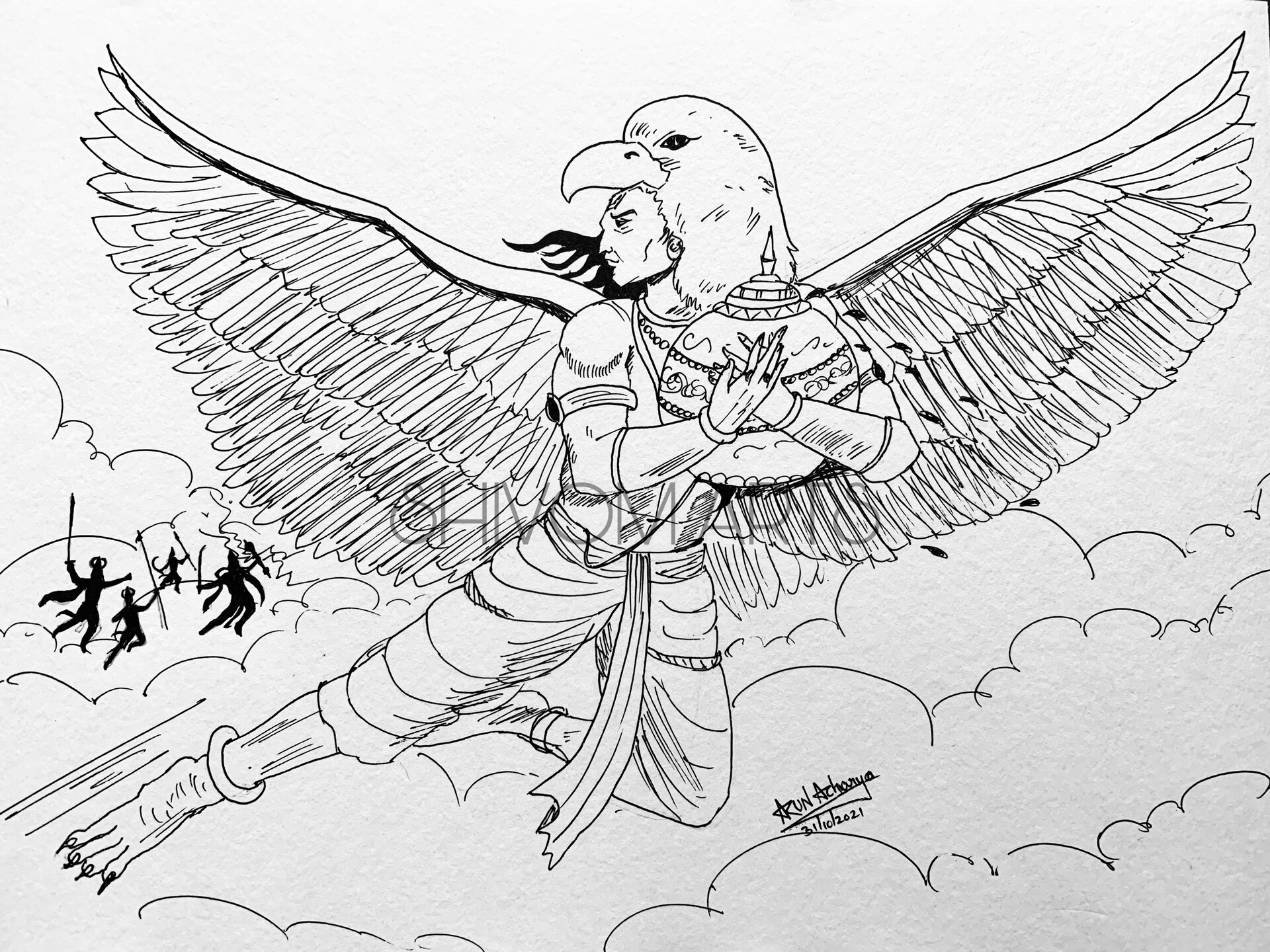 garuda drawing easy