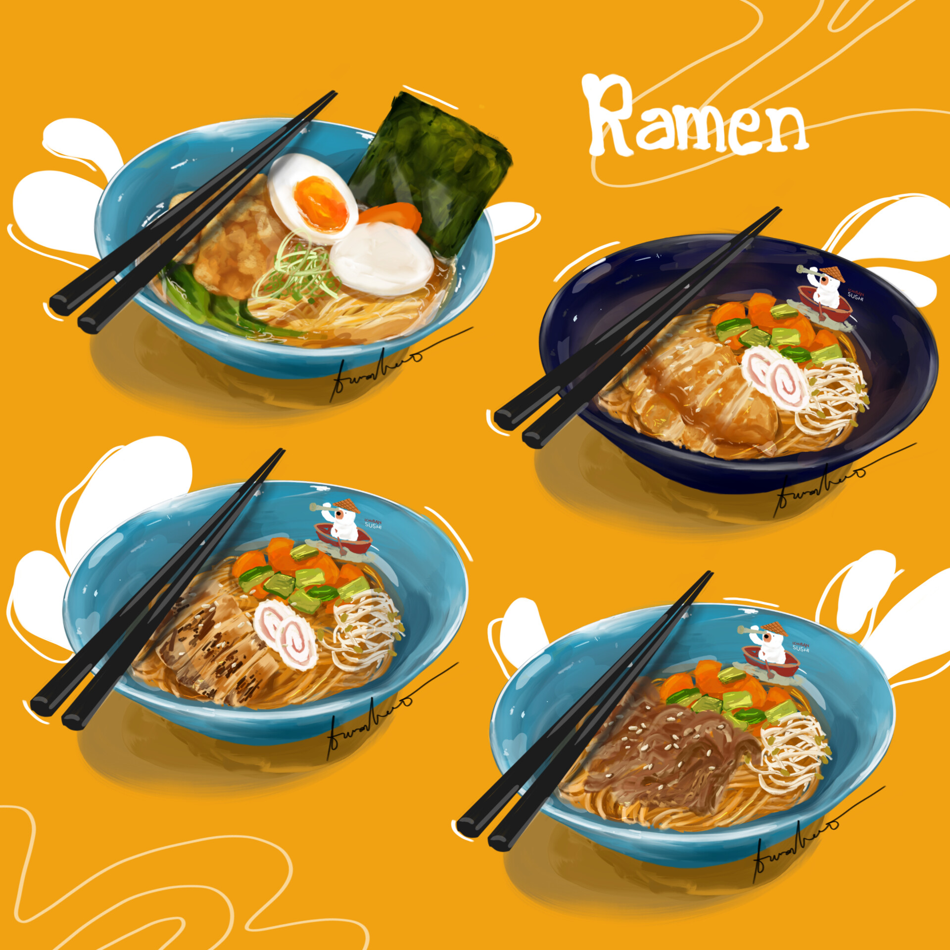 ArtStation - Ramen Illustration of Ichiban's Sushi
