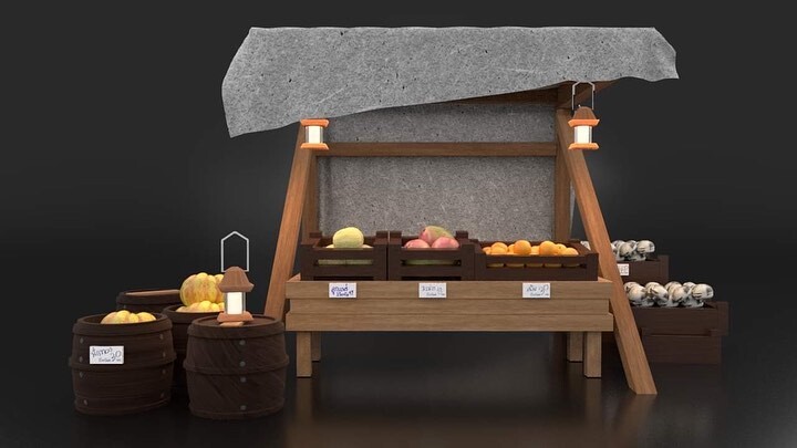 ArtStation - 3D Fruit stalls in the market #2
