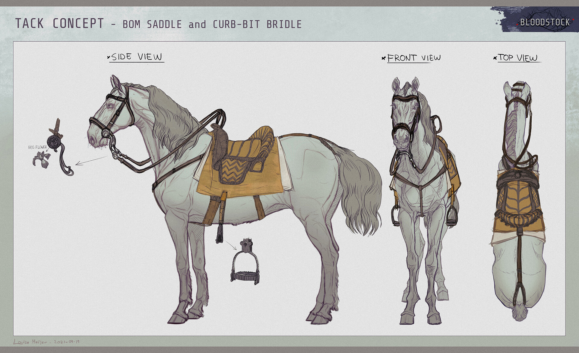 how to draw horse gear