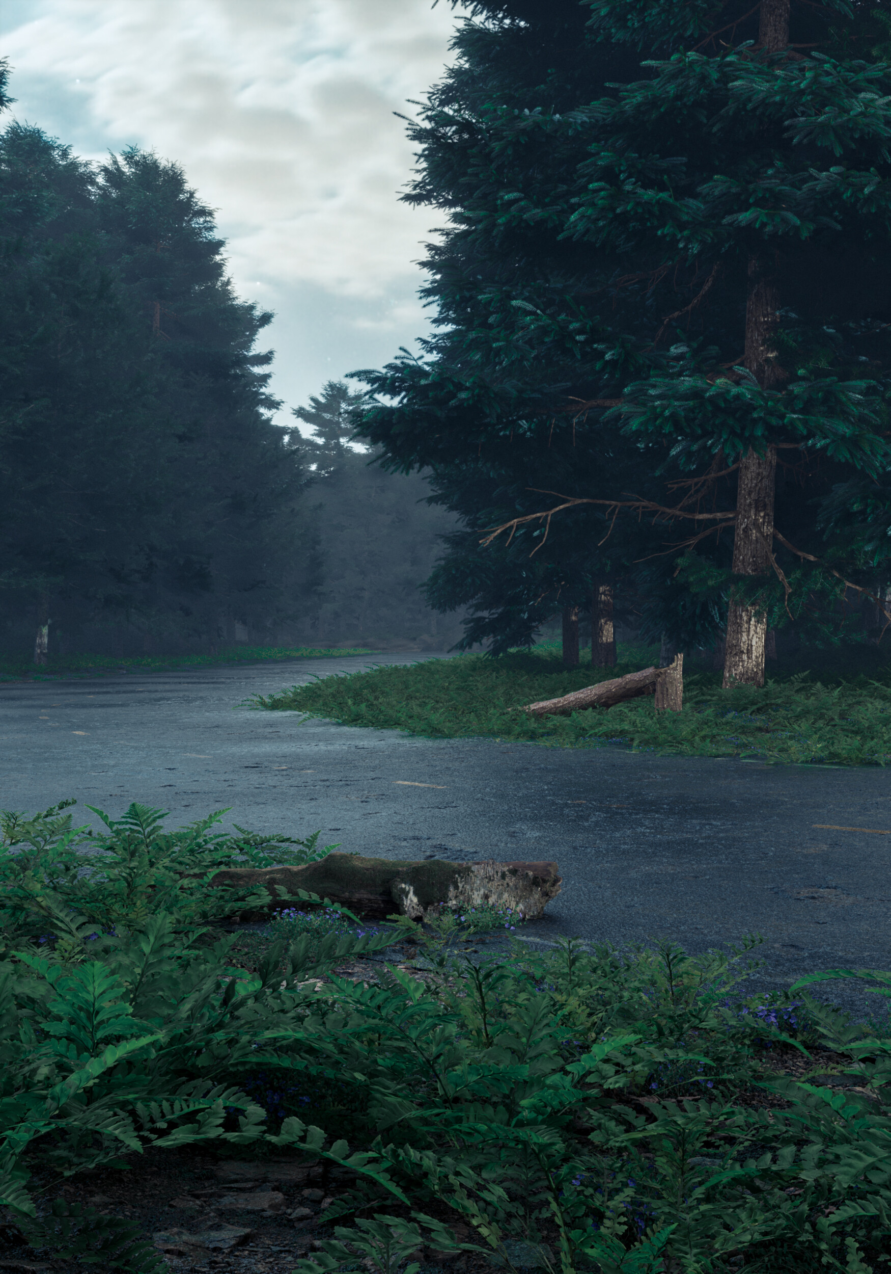 ArtStation - Speed Environment - MIST FOREST ROAD - 3DS MAX + CORONA 6