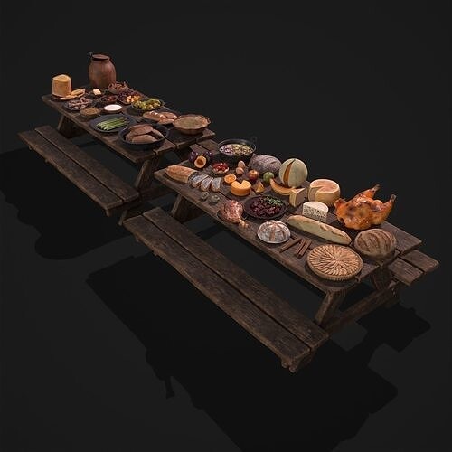 ArtStation - Medieval Double Picnic Feast