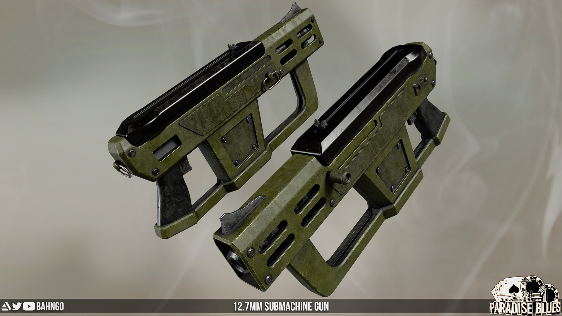 ArtStation - 12.7mm Submachine Gun - "Paradise Blues" (Fallout Zombies)