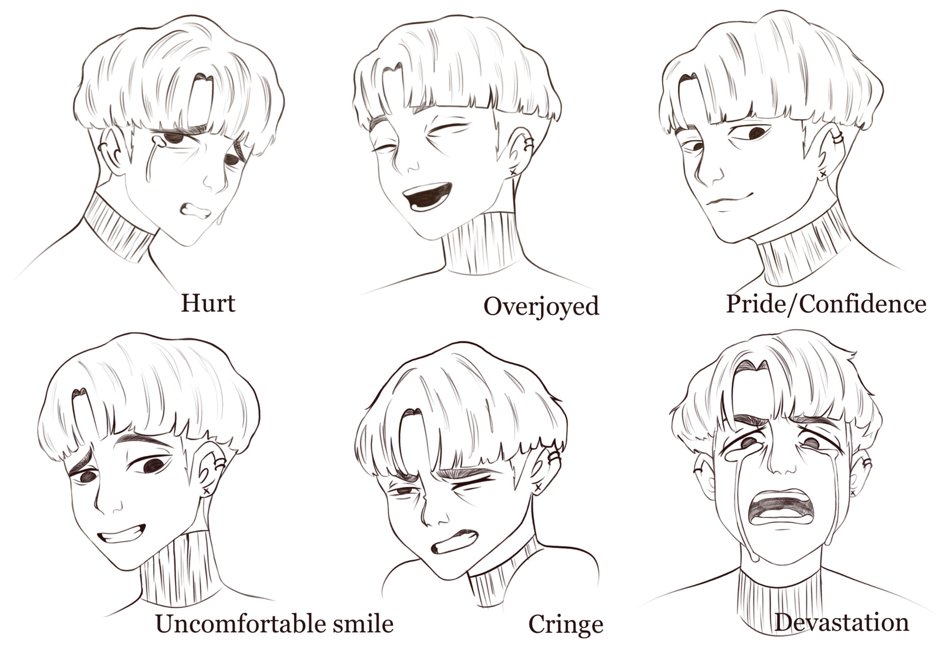 uncomfortable expression drawing