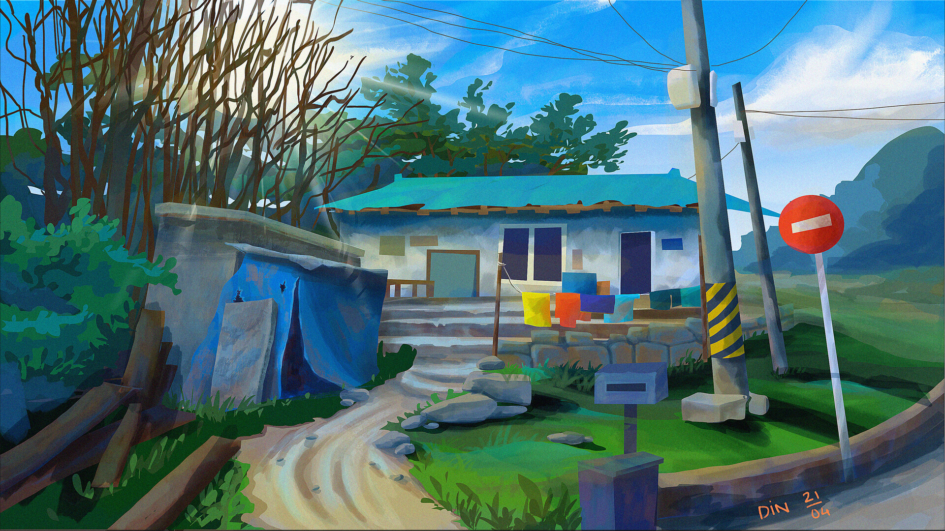 ArtStation - BACKGROUND STUDY 02 - LANDSCAPE COUNTRYSIDE from Catun studio