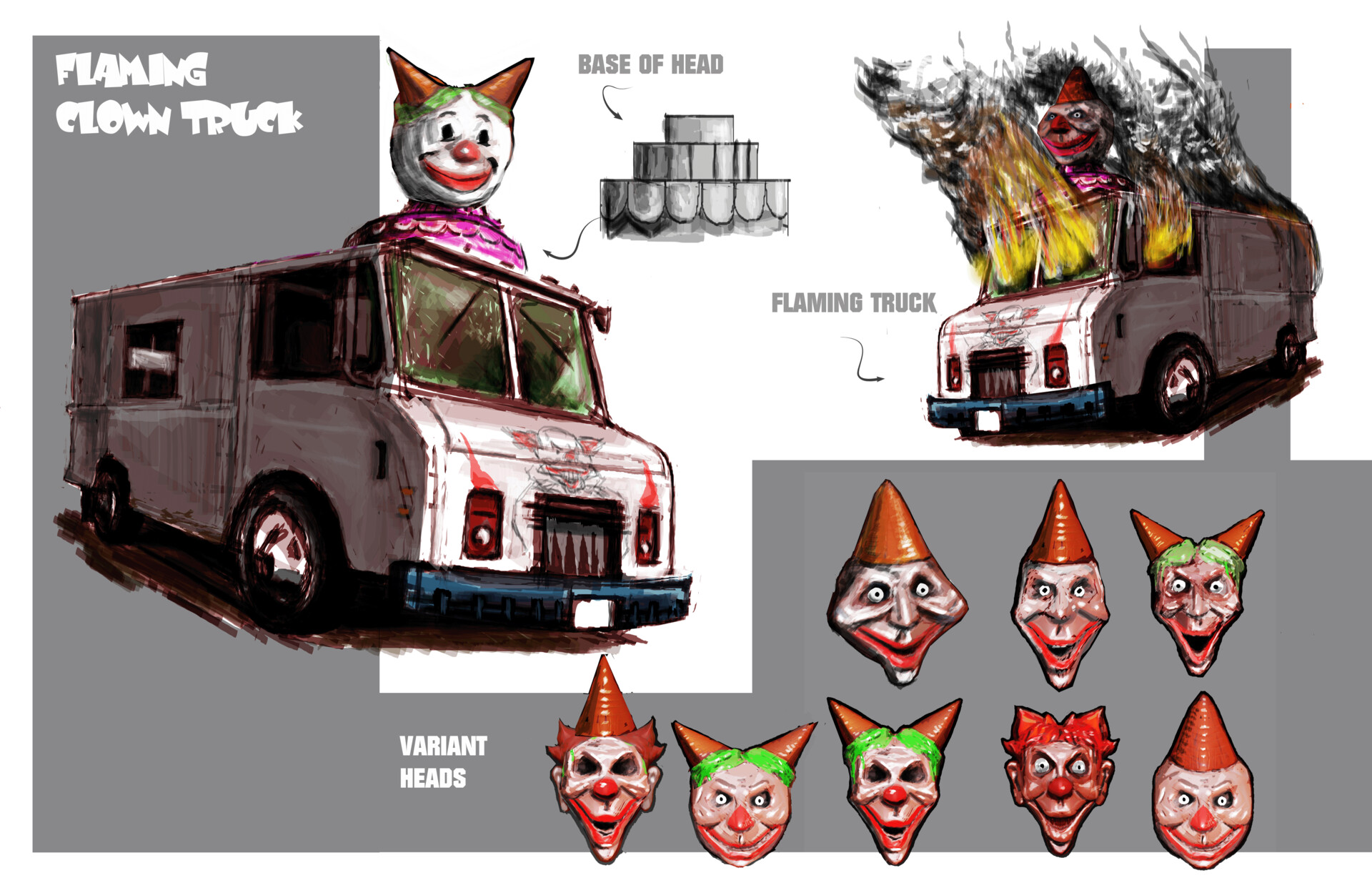 ArtStation - FLAMING CLOWN TRUCK CONCEPT DESIGN (1st PURGE)