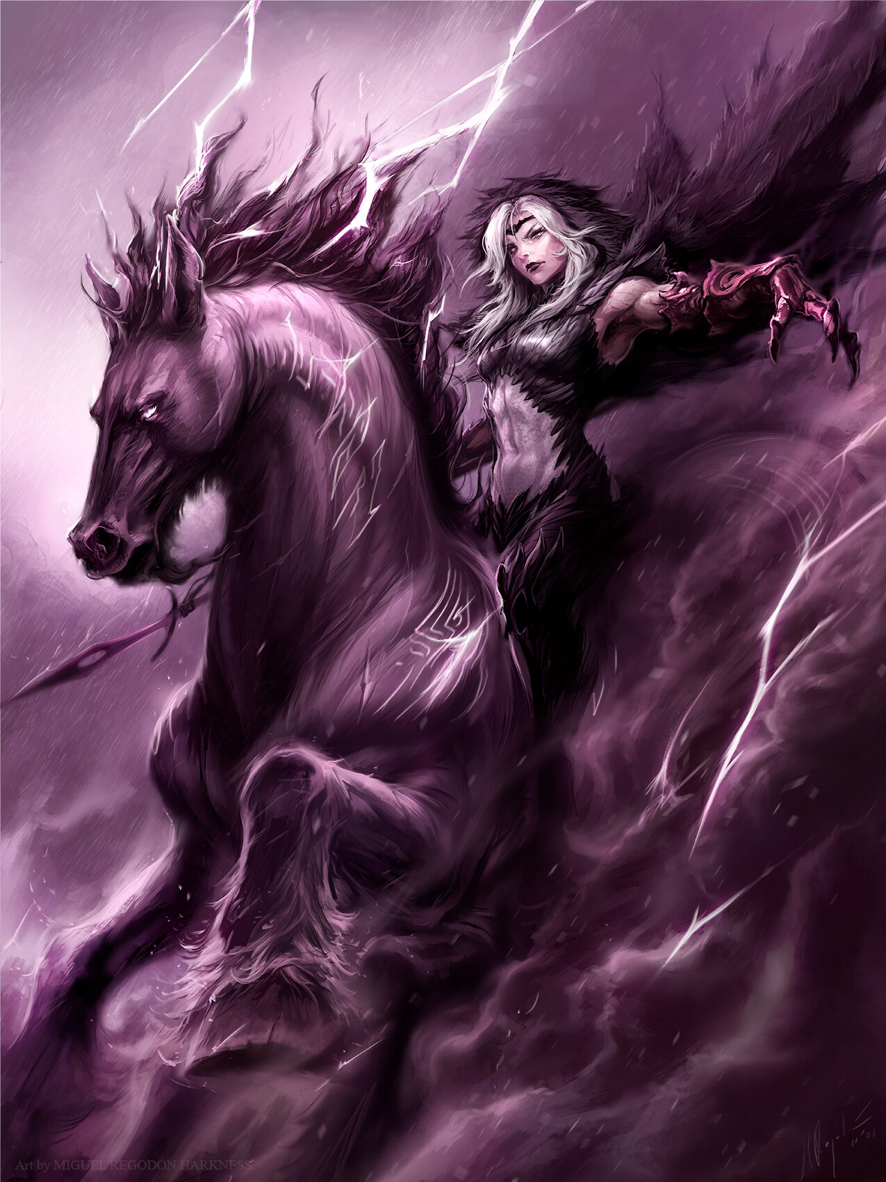 ArtStation - Sigrid riding Sleifnir into battle