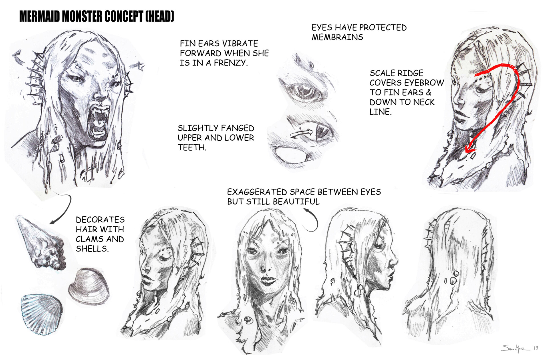 ArtStation - MERMAID MONSTER HEAD CONCEPT (HULU MONSTERLAND)