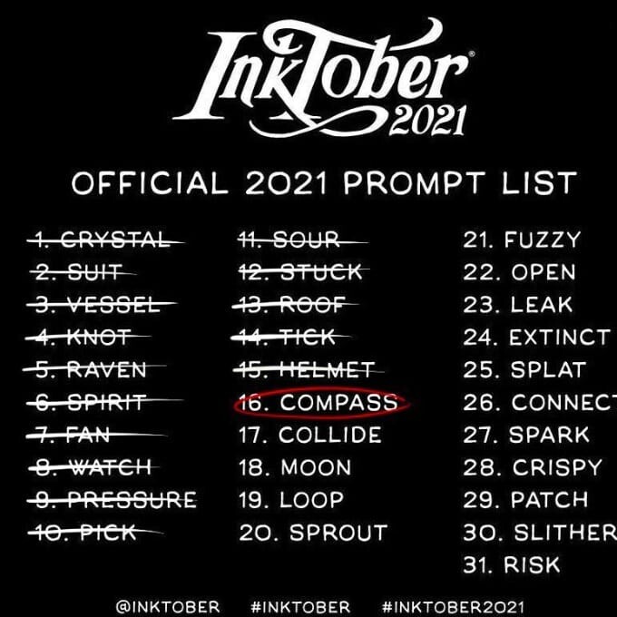 ArtStation - Inktober Día 16:bruja/compass