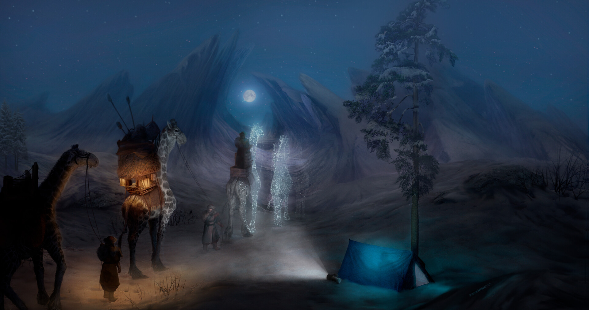 ArtStation - Snow night mirage, Samantha