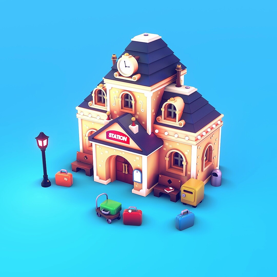 ArtStation - Tiny railway station