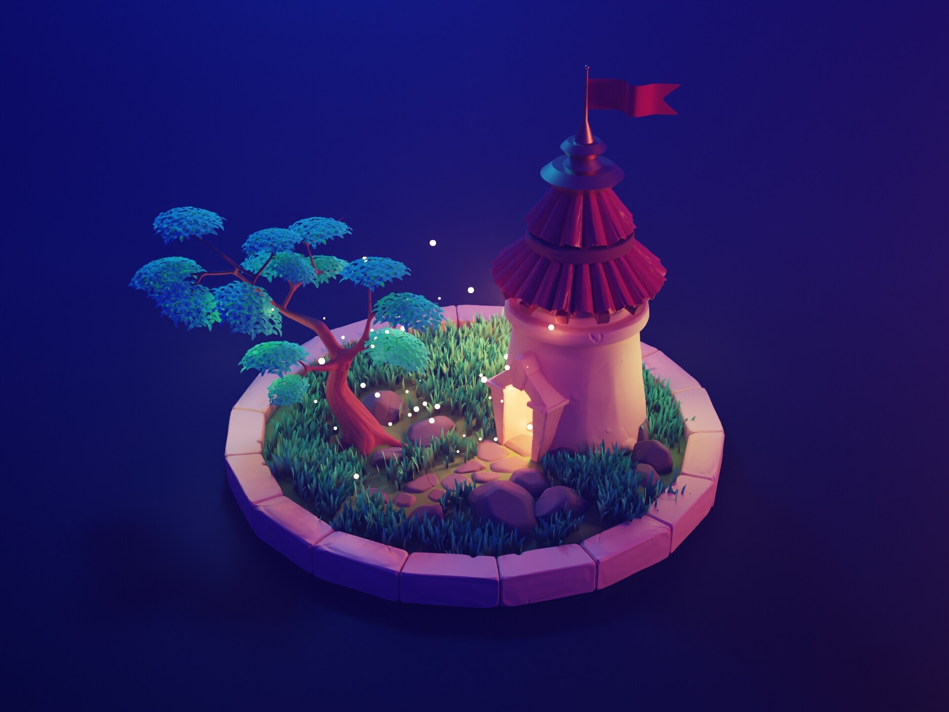 ArtStation - Fantasy Tower lowpoly scene.