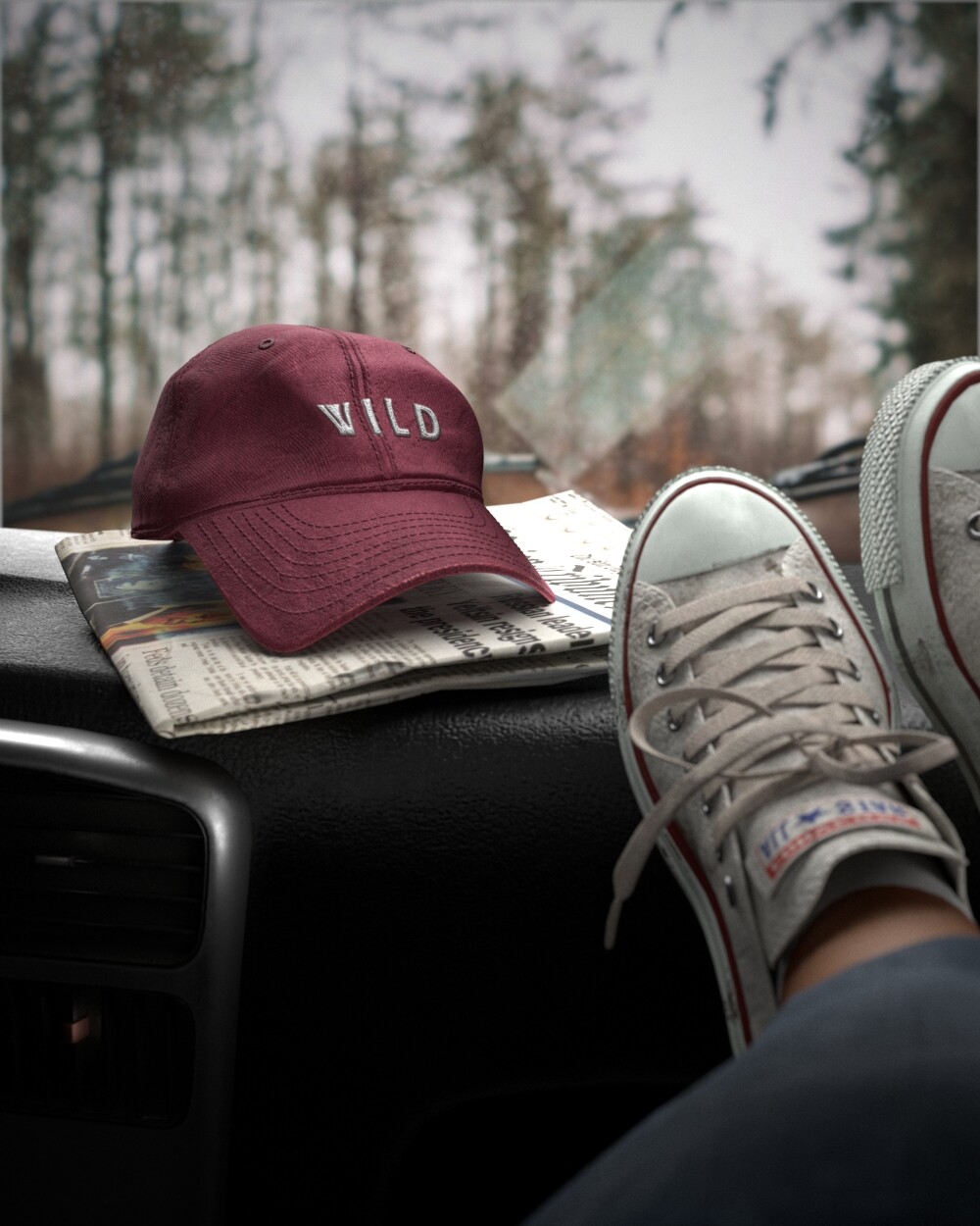 ArtStation - cap and Converse in car