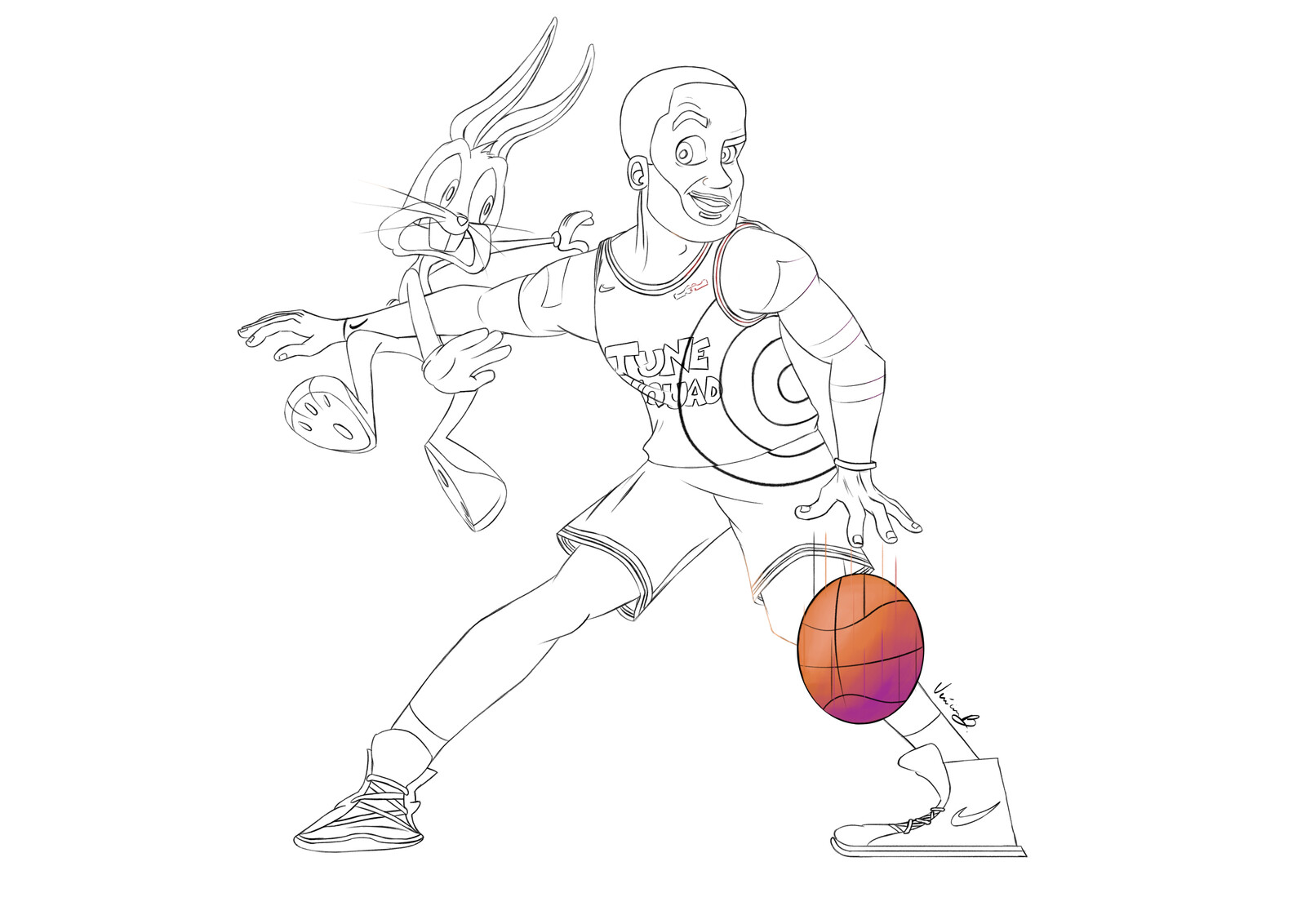 space jam basketball coloring pages