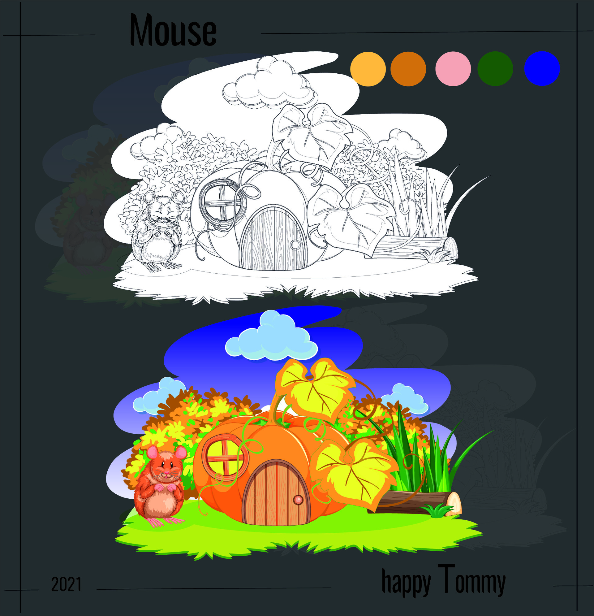 ArtStation - Fairy world, illustration of a mouse with a house