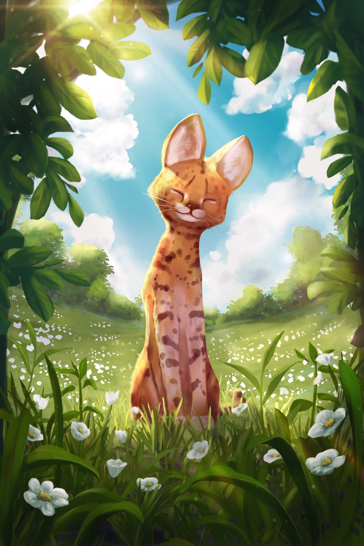 ArtStation - Happy Serval Cat