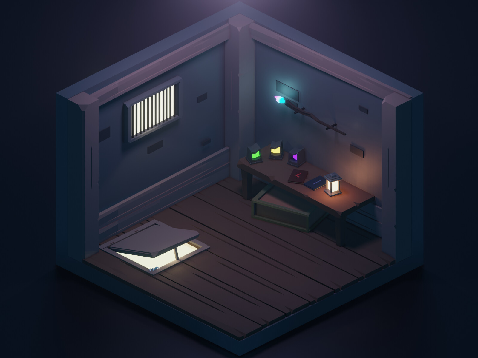 ArtStation - Isometric Low Poly Enchanted Room
