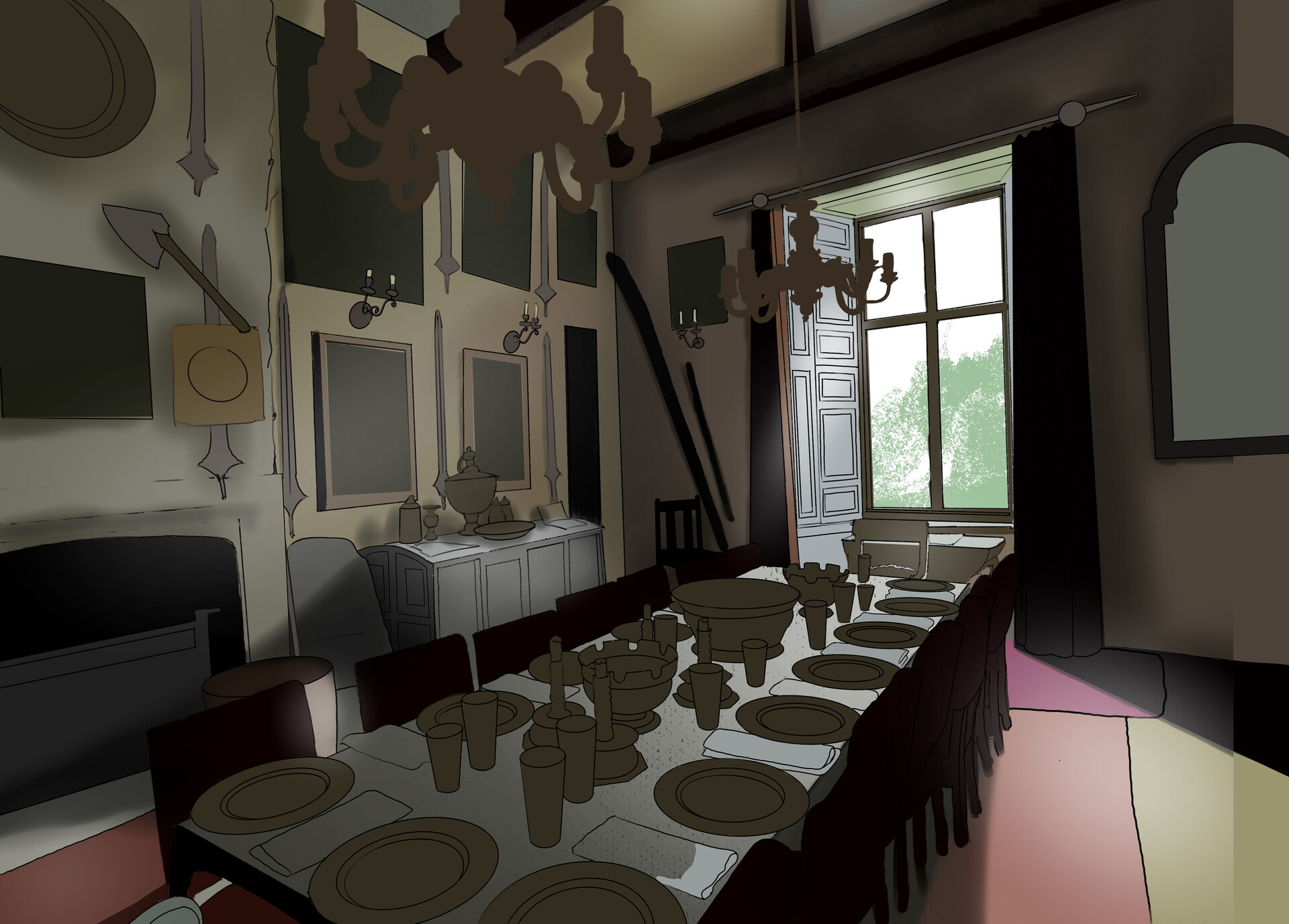 Ron Ashtiani - Dining room freehand study