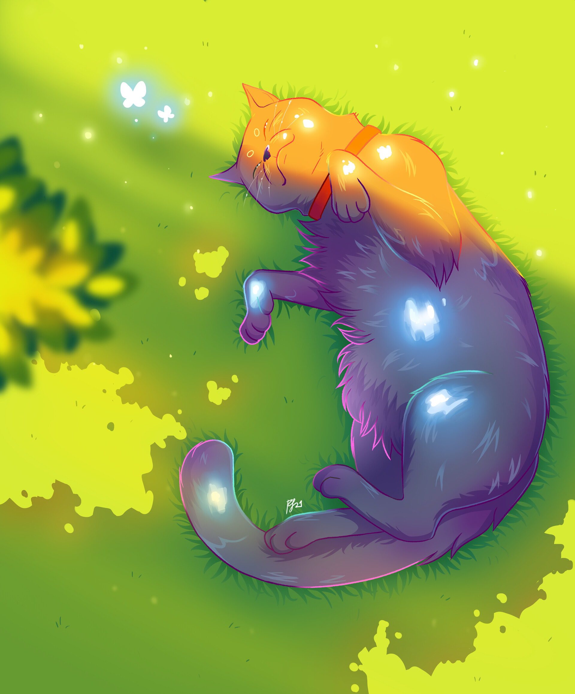 ArtStation - Sunbathing Cat