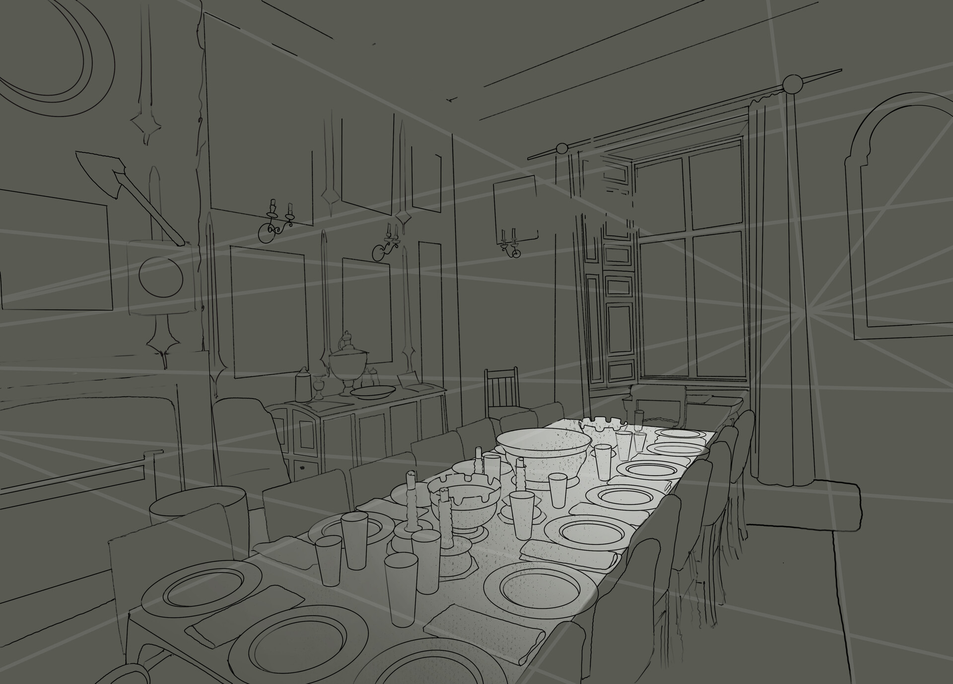 Ron Ashtiani - Dining room freehand study