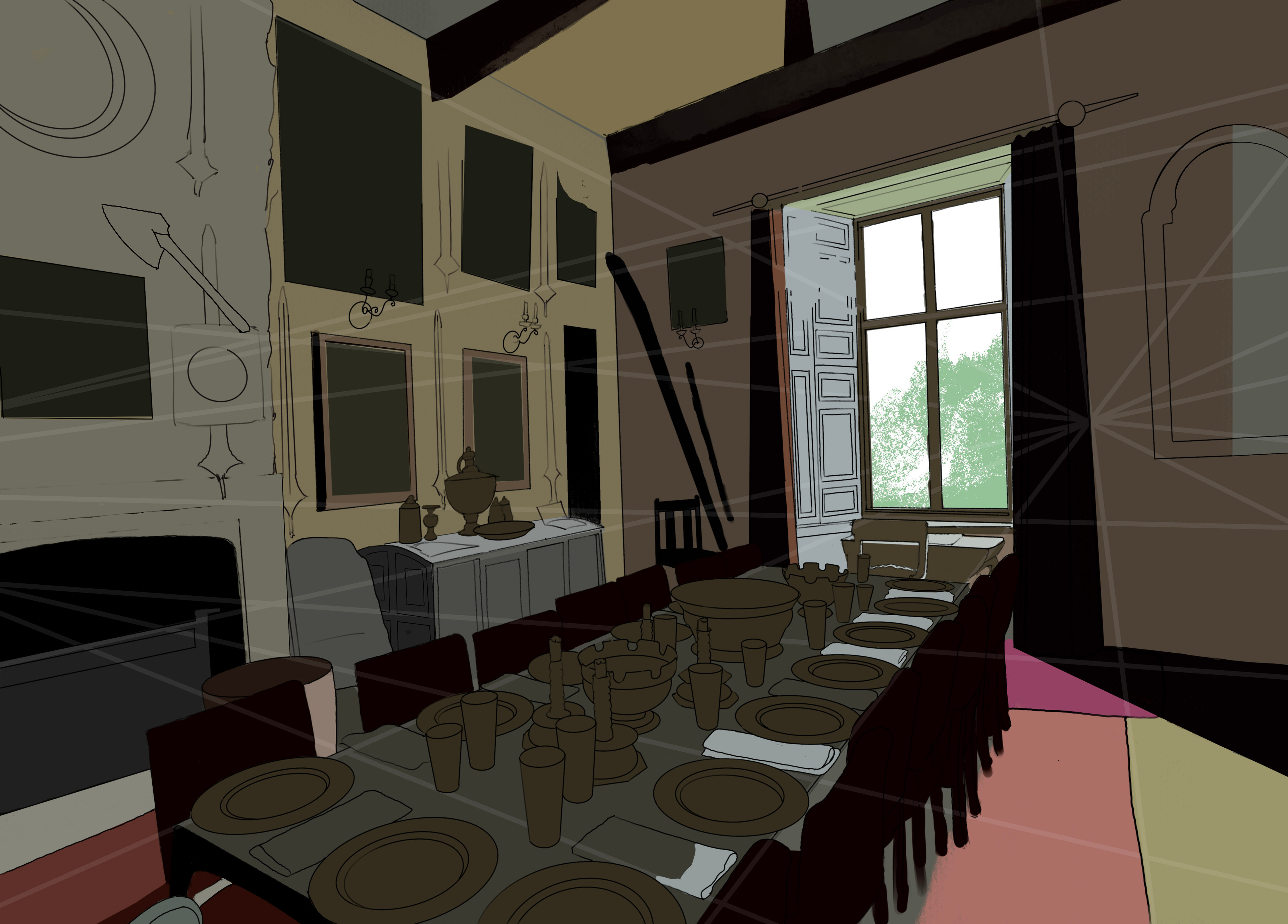 Ron Ashtiani - Dining room freehand study