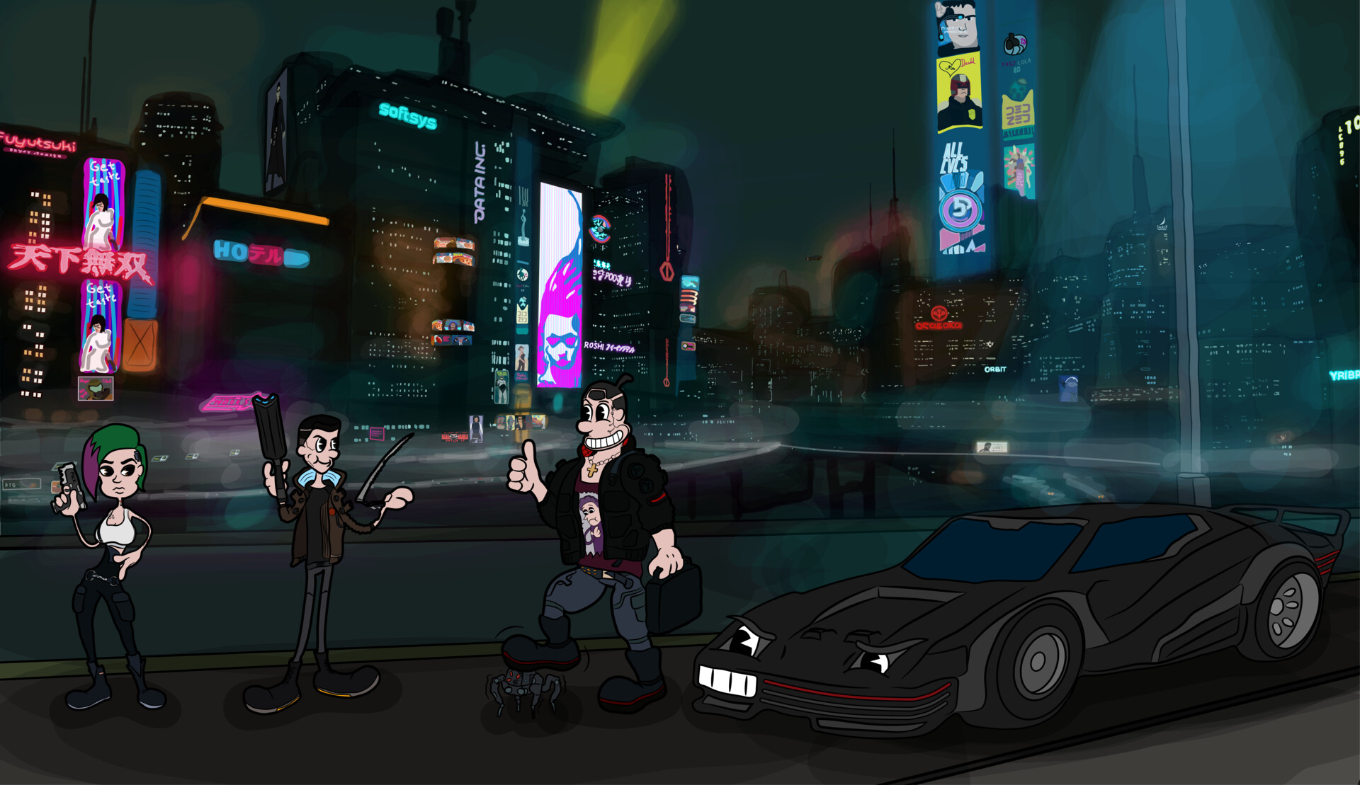 ArtStation - Cyberpunk 2077 inspired by 1920/1930 rubberhose style