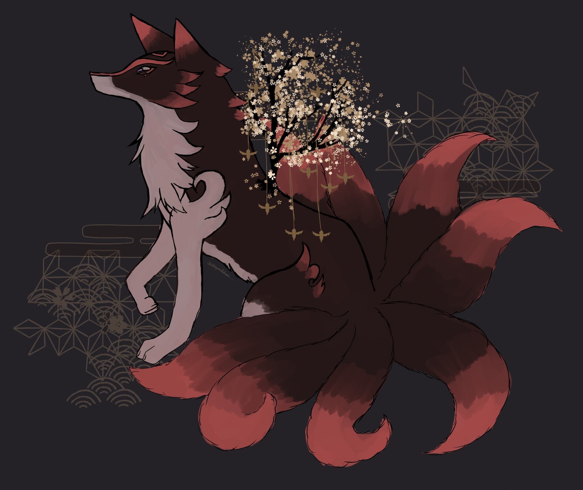 ArtStation - Golden Sakura Kitsune