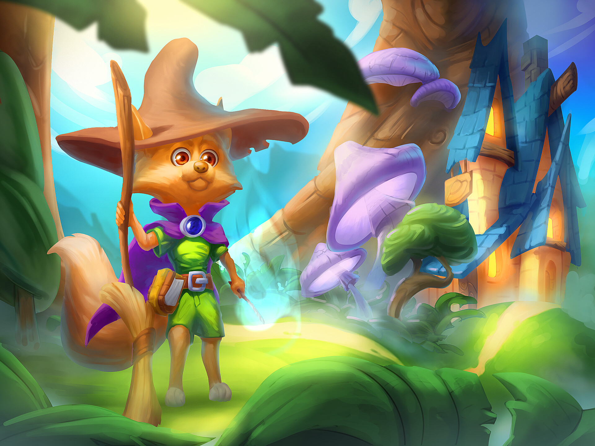 ArtStation - The fox cub is a wizard