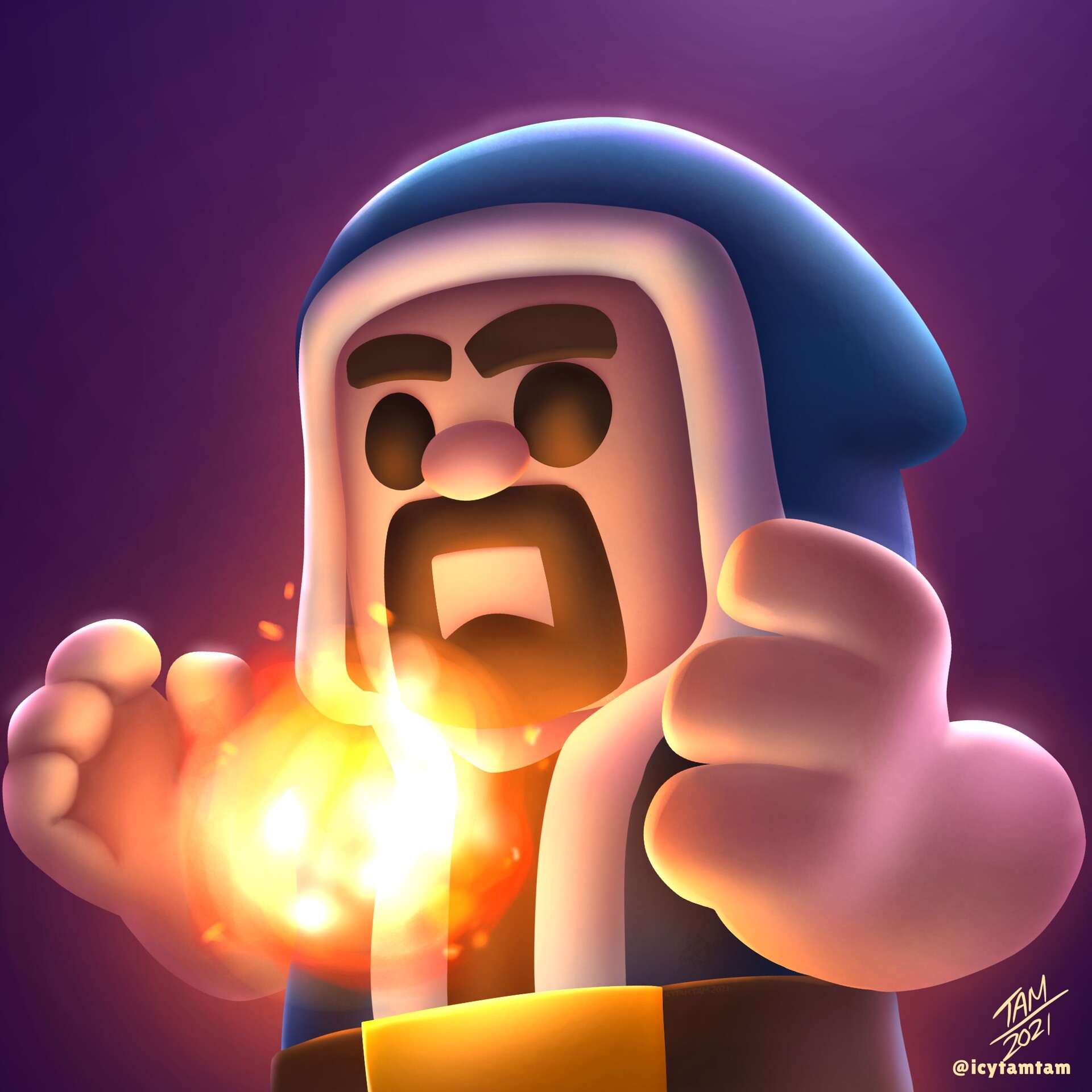 ArtStation - First Fire Ball for Mini Wiz - Clash Mini Fan Art
