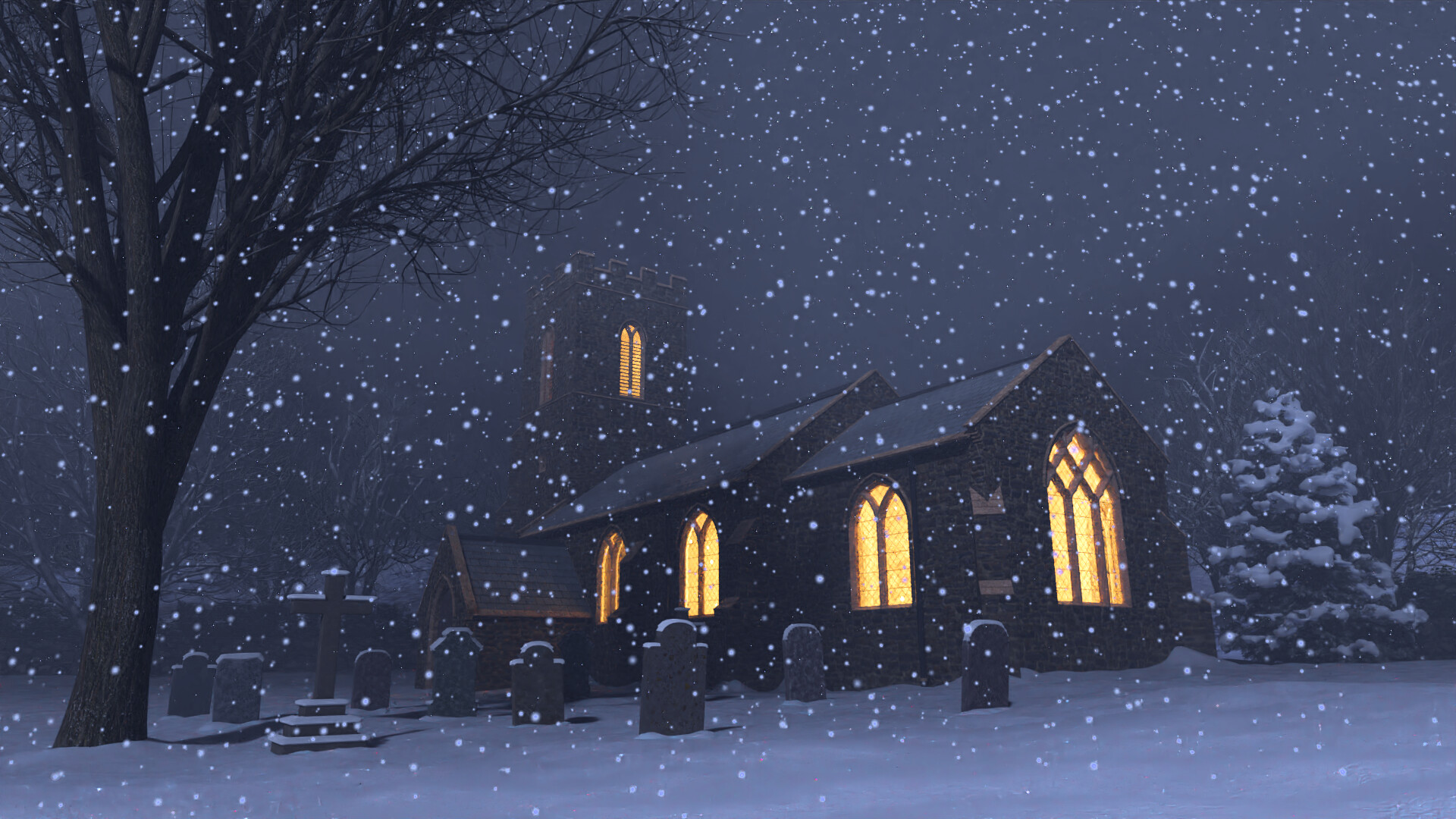 ArtStation - Church in snow