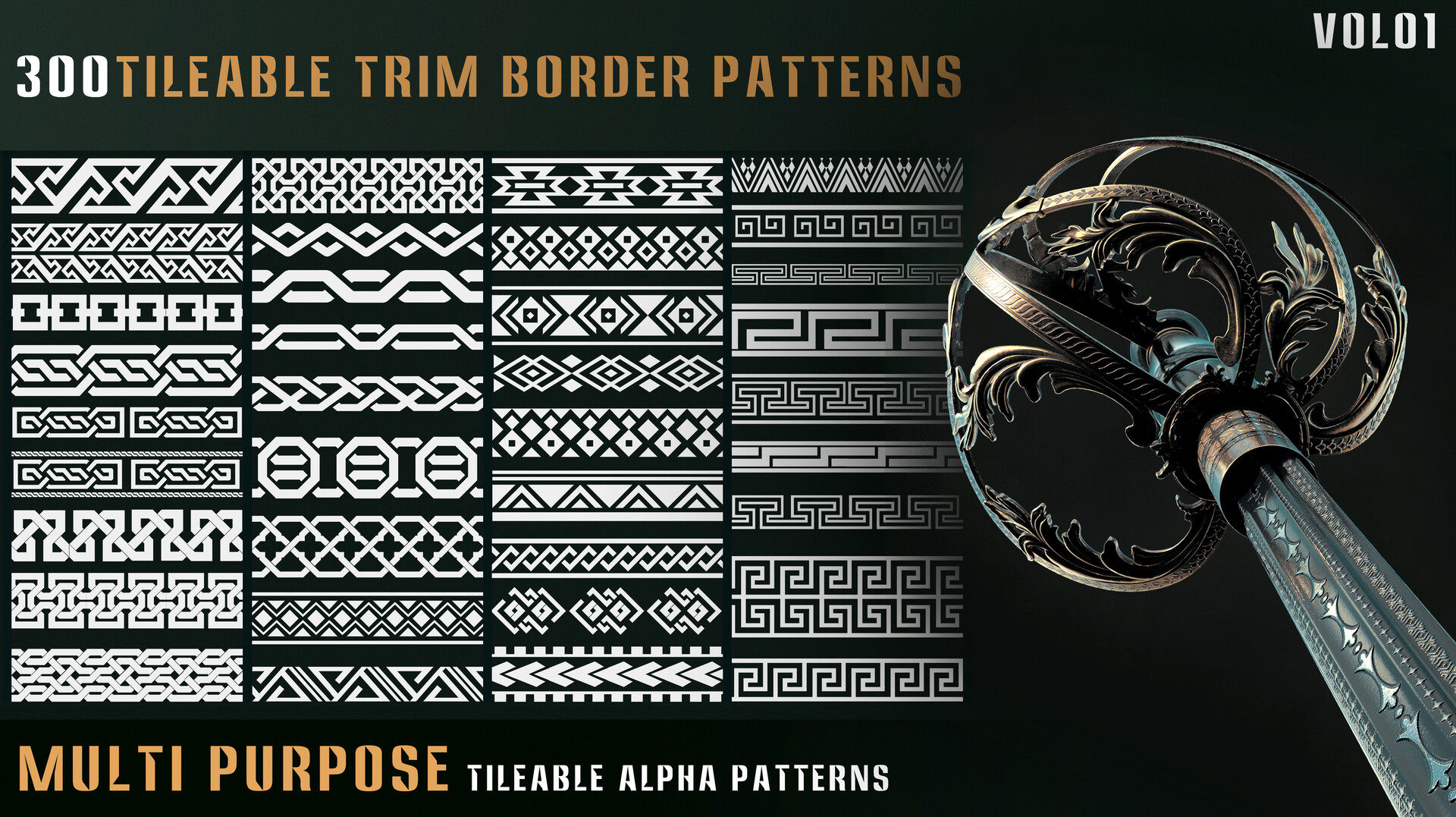 Mona Ghafourian - 300 tileable trim border patterns-vol01