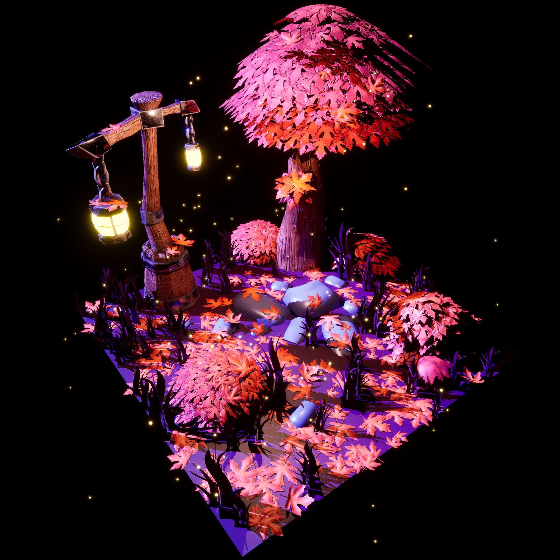 ArtStation - Low Poly Stylised Autumn Woods