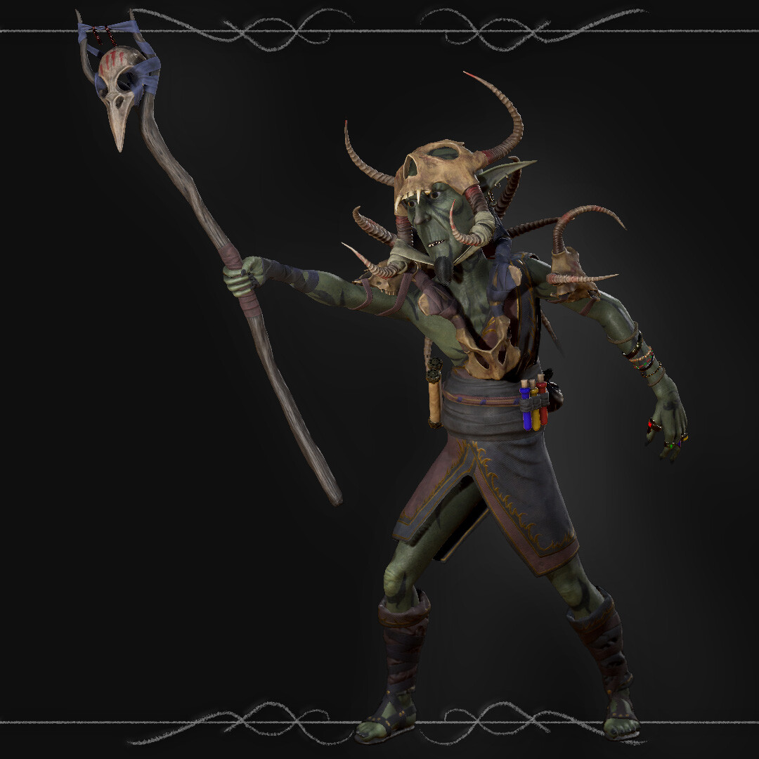 ArtStation - Goblin wizard 3d game ready model