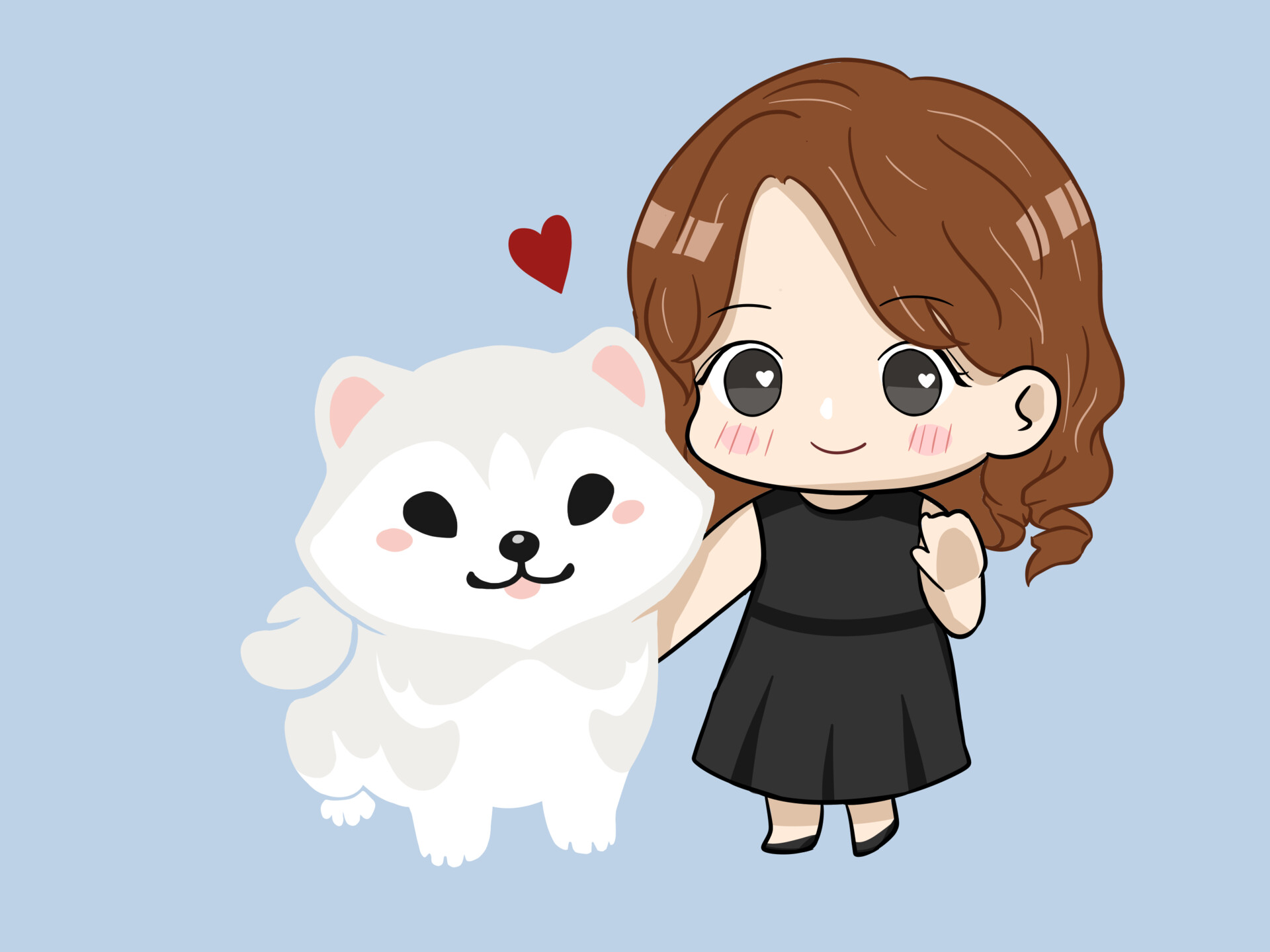 ArtStation - Girl and Pet Dog Chibi Art