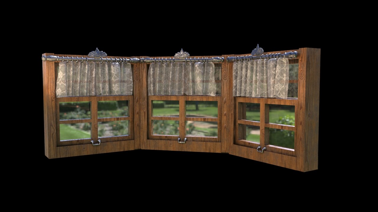 ArtStation - 3D Model Corner Window - Rigged
