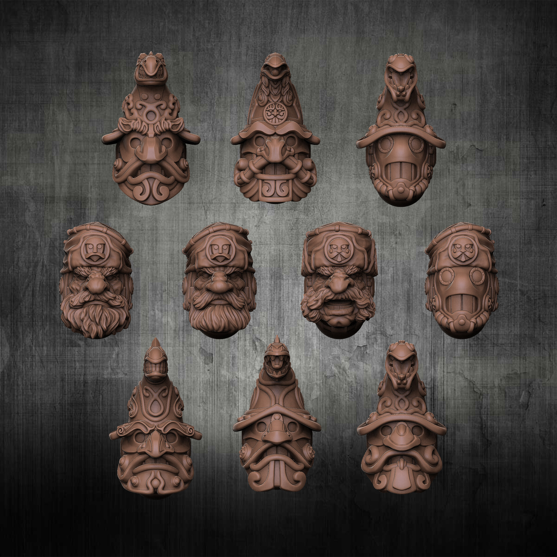ArtStation - Space Dwarf Guard Heads
