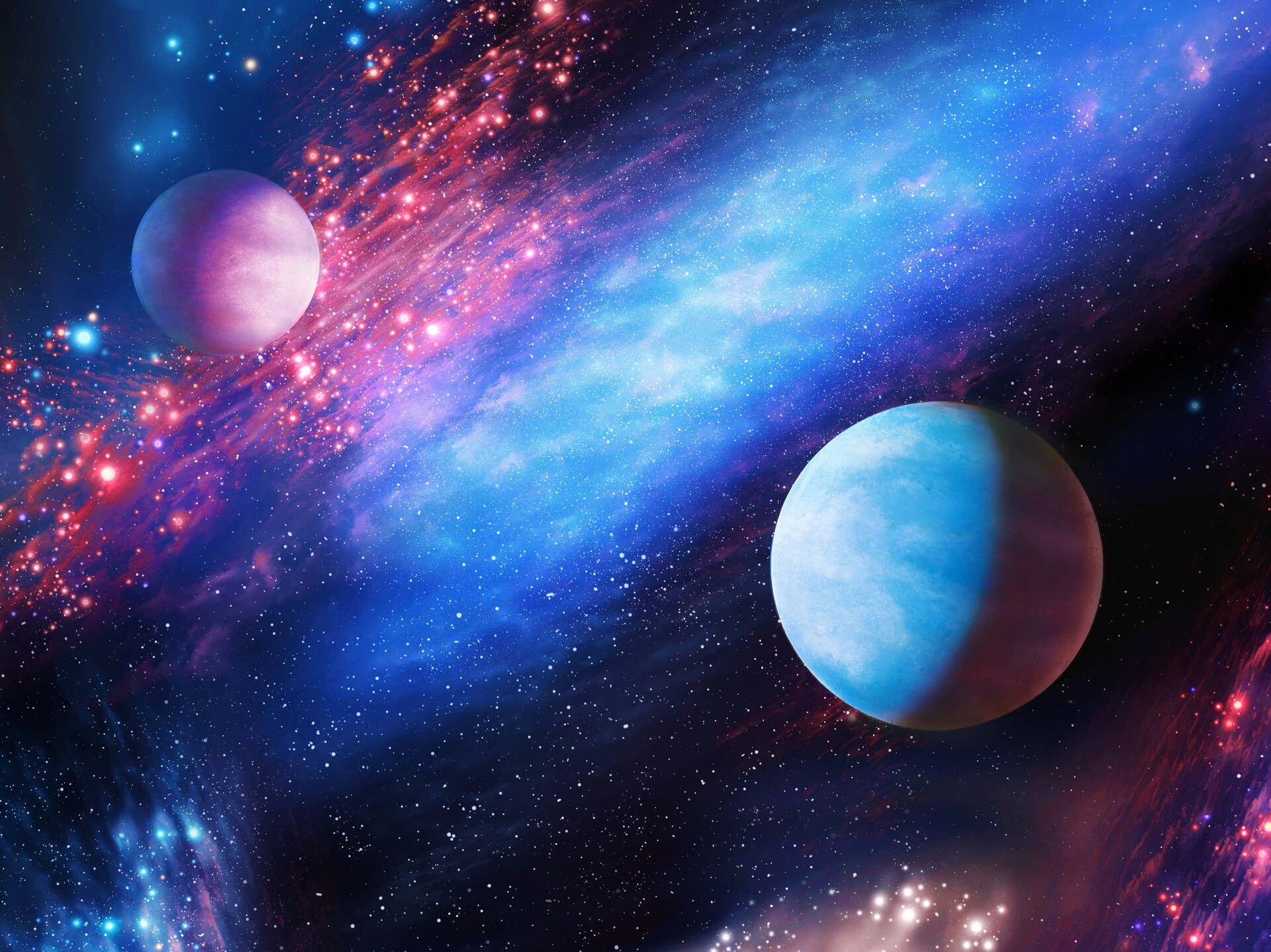 ArtStation - Cosmos with nebula, planets and stars