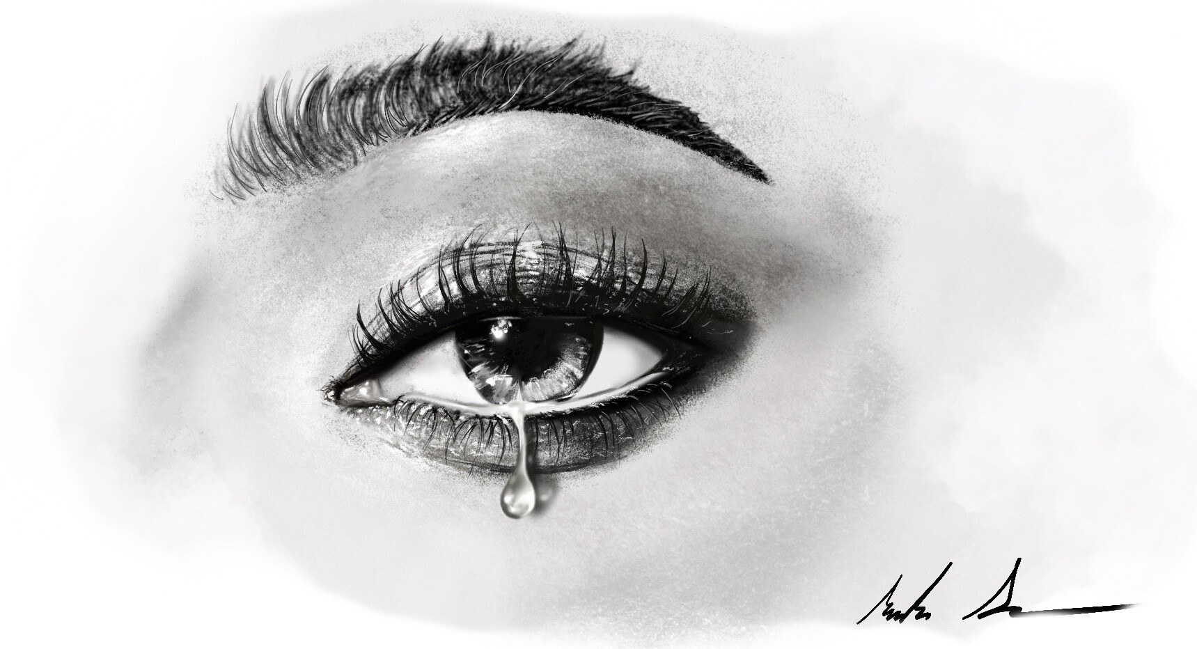 how to draw an eye with a teardrop