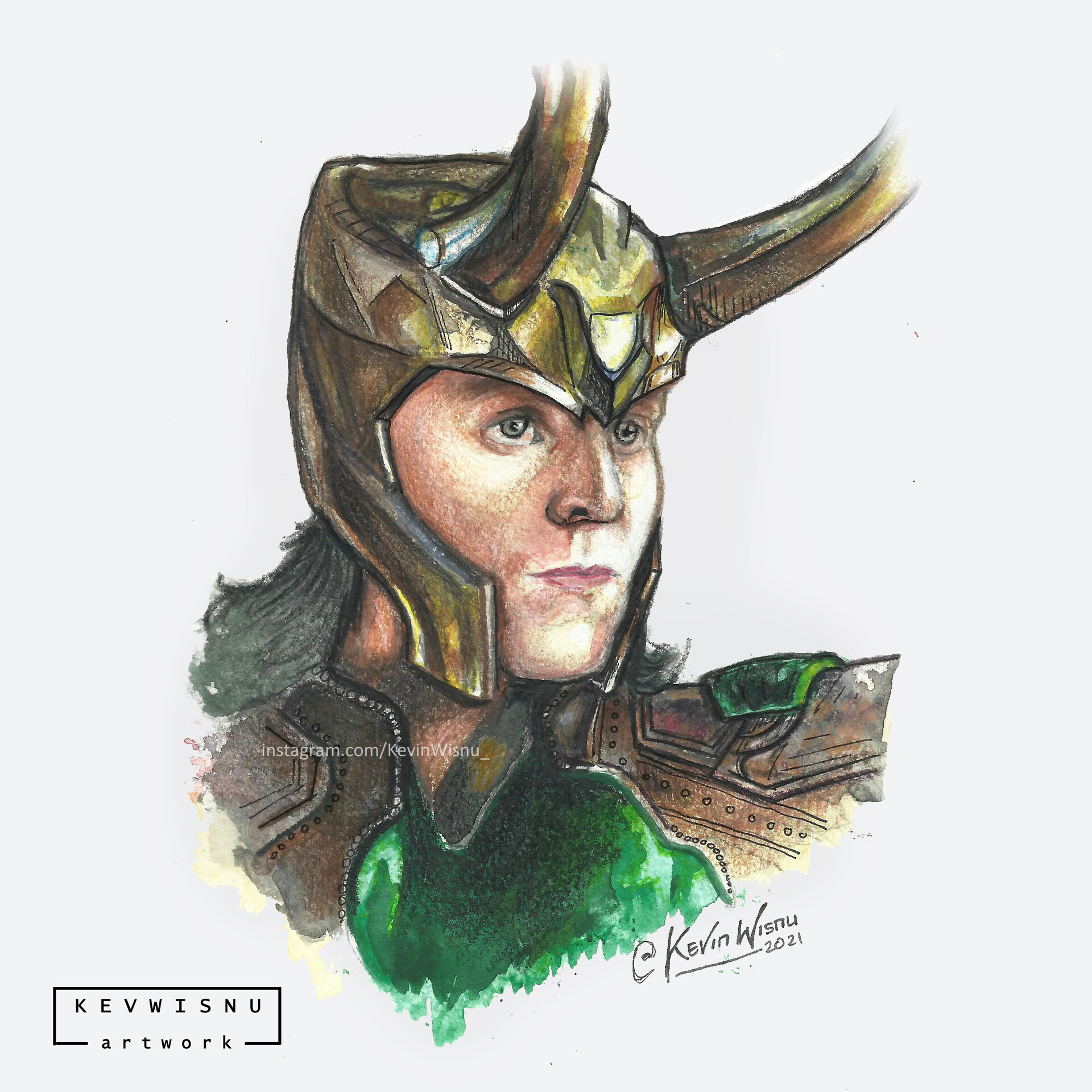 Kevin Wisnu - Tom Hiddleston as Loki | Water Color Painting #FanArt # ...