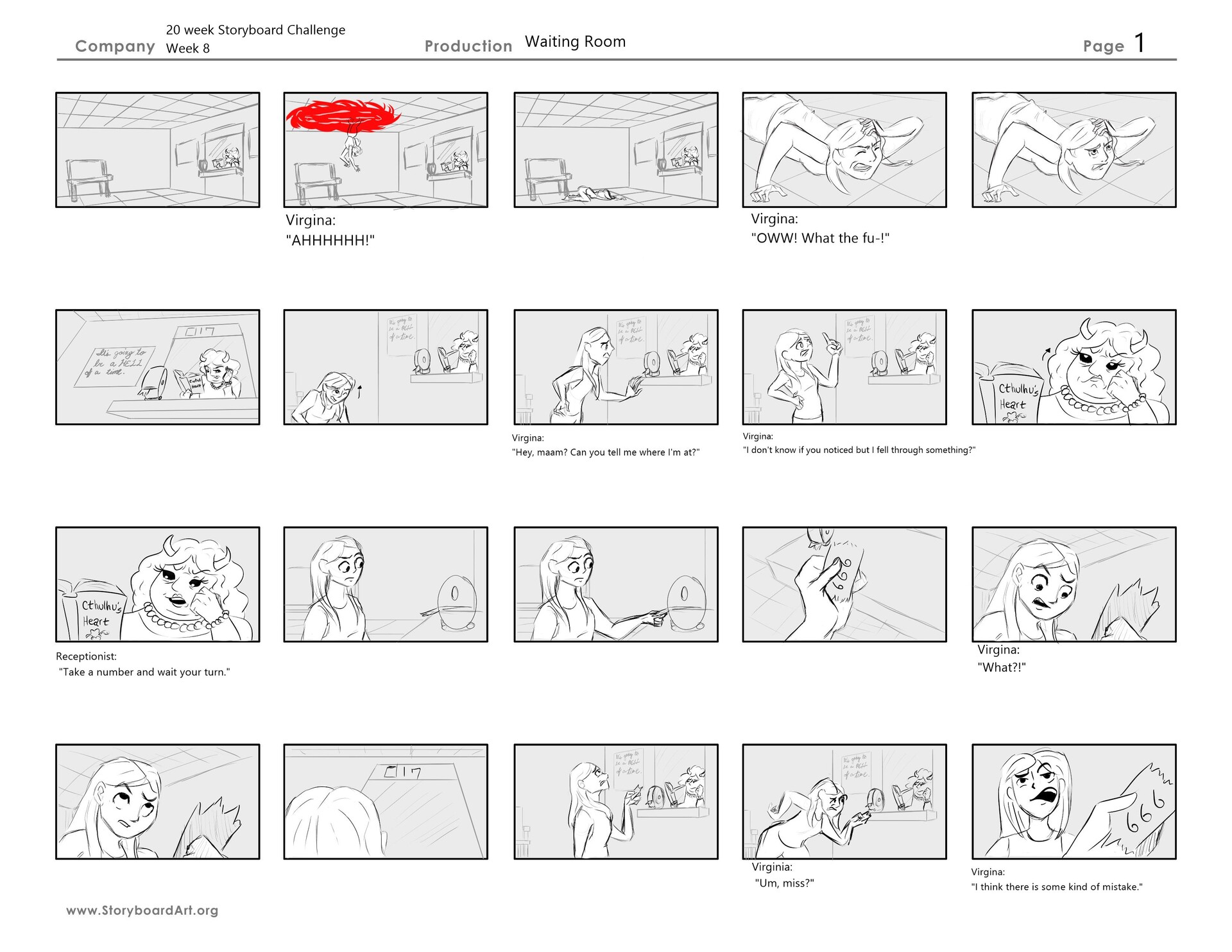 ArtStation - Waiting Room (storyboards) (week 8 of 20 week storyboard ...