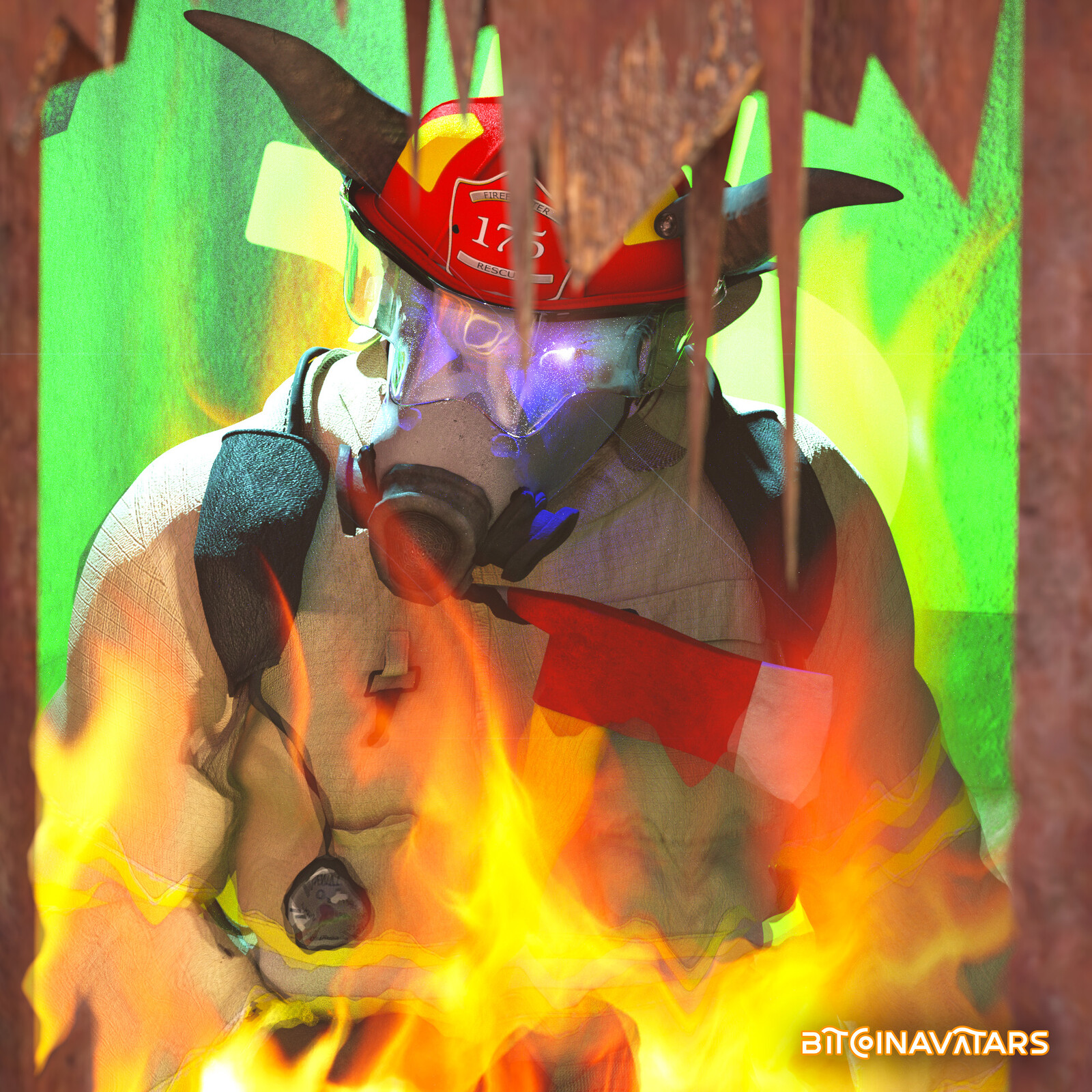 George Saoulidis - Bitcoinavatars - Firefighter Bull