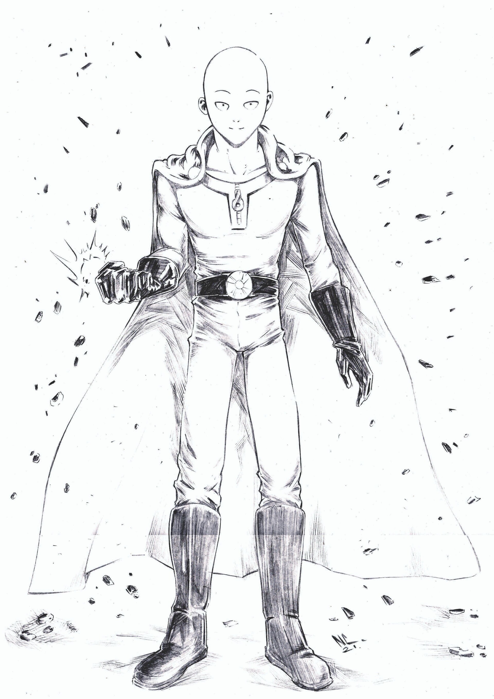 saitama one punch man coloring pages