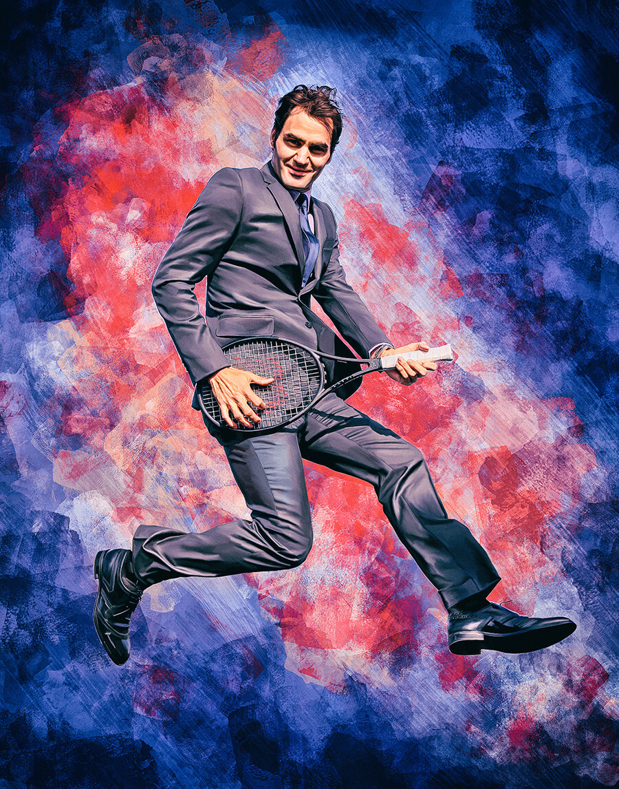Sam Brannan - Roger Federer jump. Laver Cup 2017. Digital artwork print ...