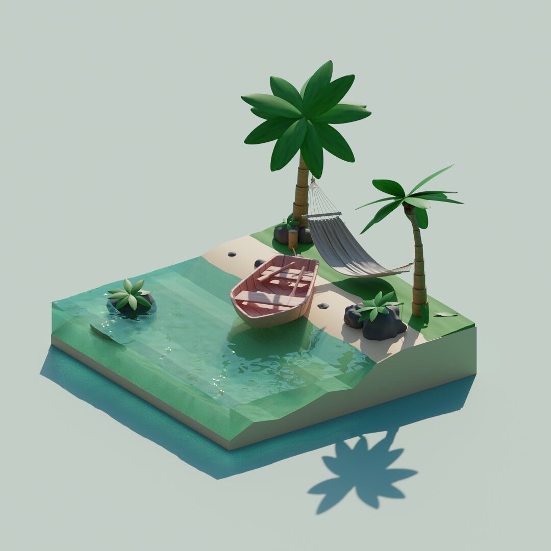 ArtStation - Low Poly square island
