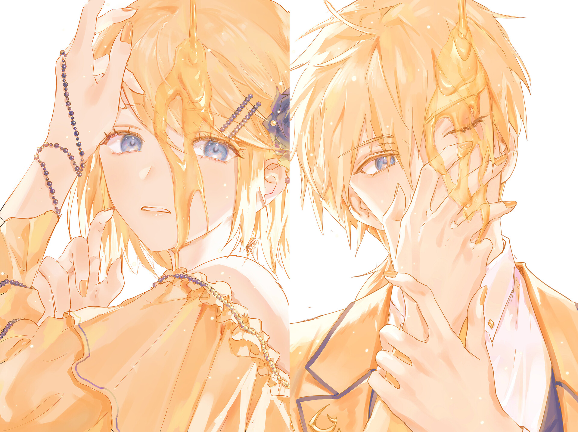 ArtStation - Kagamine Rin & Kagamine Len illustration