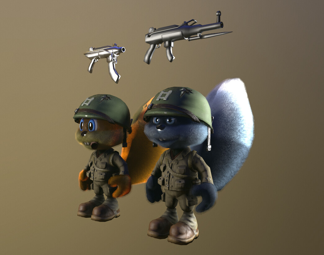 Ash Tuft - Conker Live and Reloaded - Conker and Grunt Soldier (Fan Art)