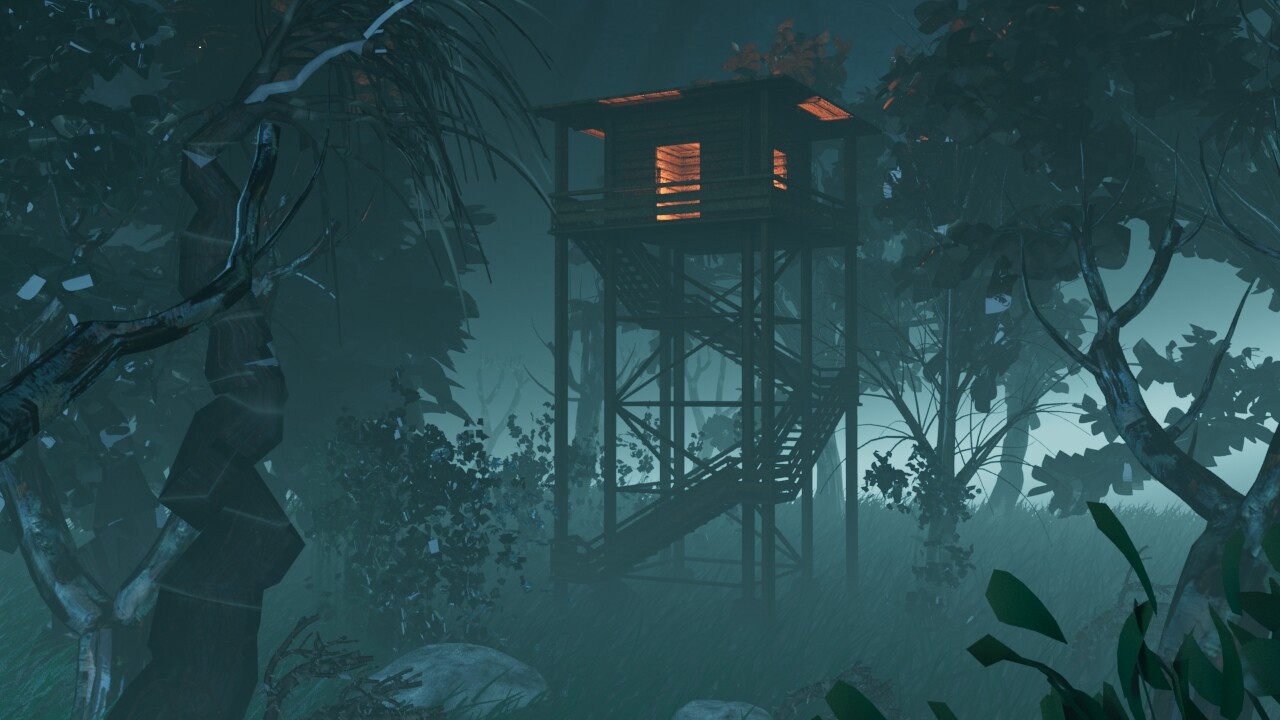 ArtStation - Scary night treehouse in the forest 3d environment.