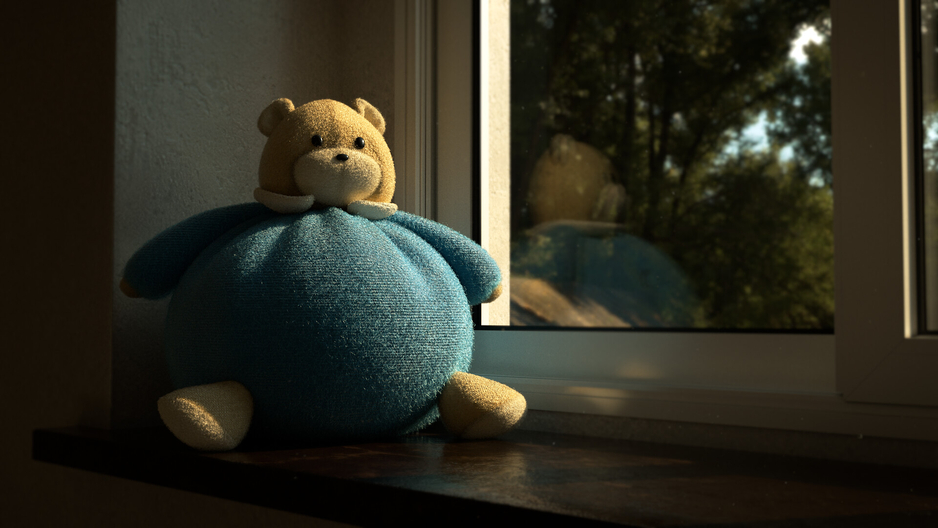 ArtStation - Teddy bear on window